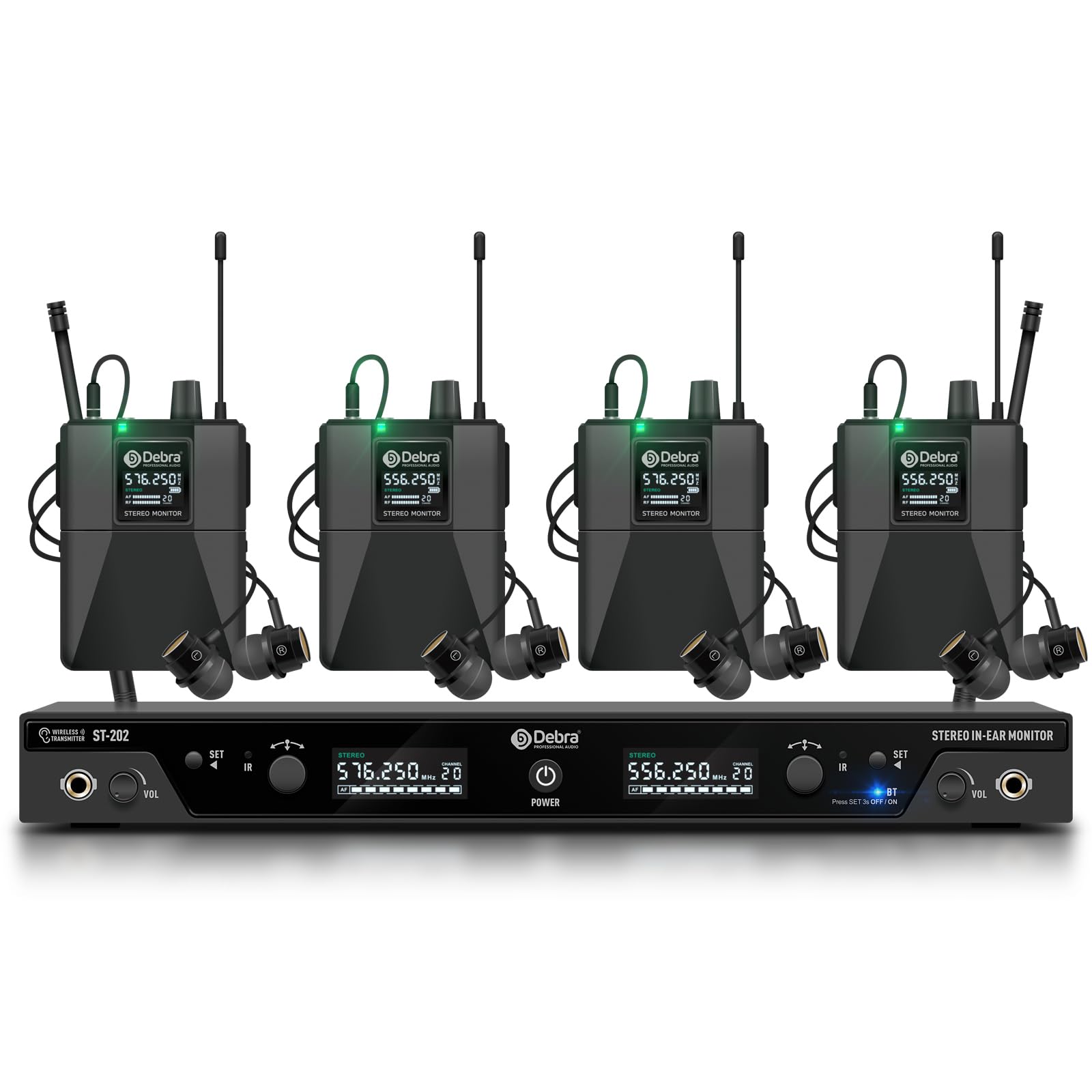 D Debra Audio PRO ST-202 UHF Stereo Wireless in Ear Monitor System ...