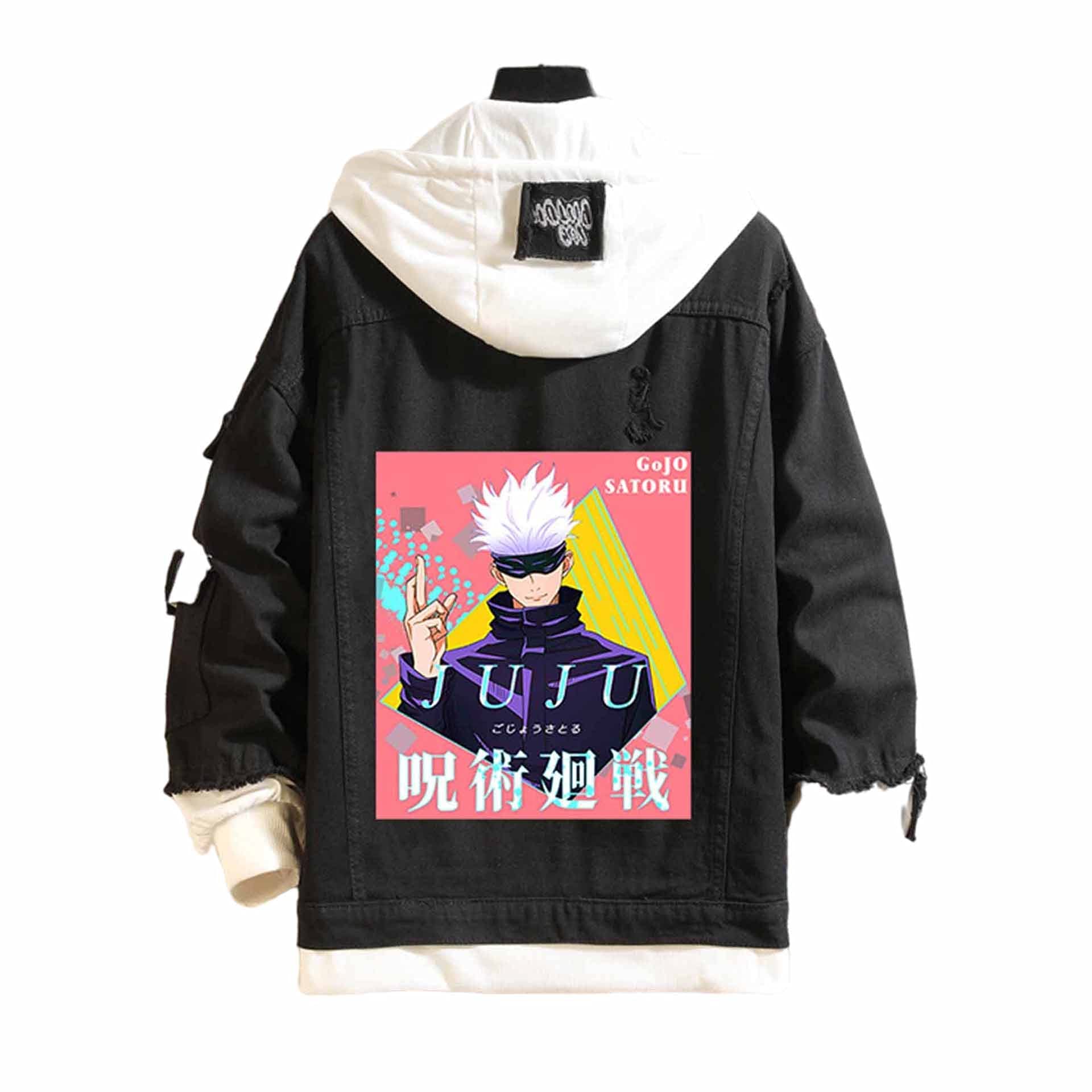 Anime Hoodie Jujutsu Kaisen Anime Clothing Denim Sweater Jacket Gojo ...