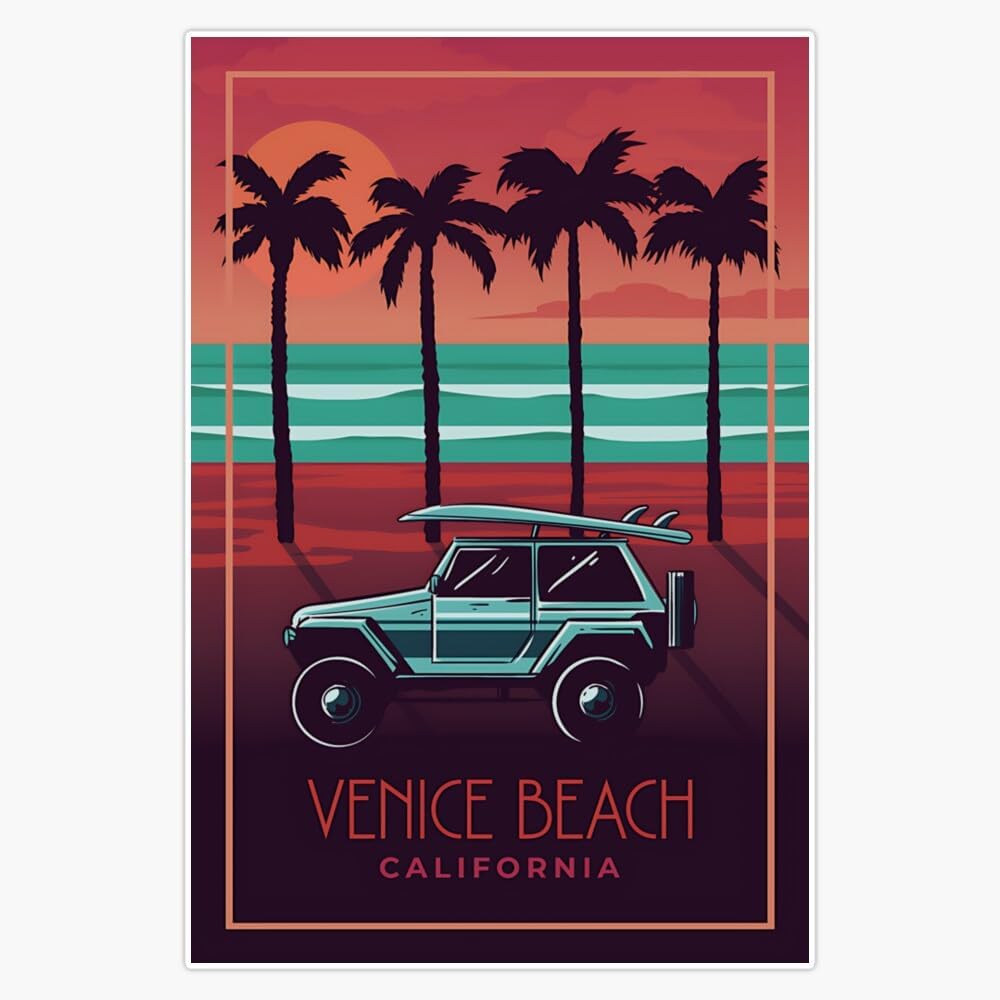 Amazon.com: Venice Beach Sticker Bumper Sticker Vinyl Decal 5" : Automotive