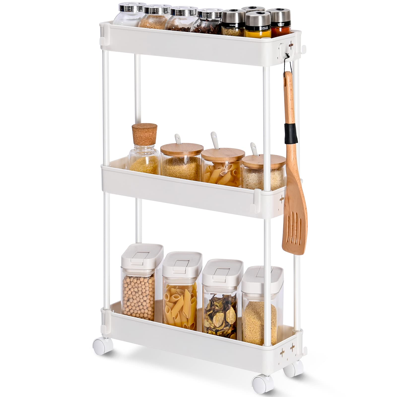 Snapklik.com : 3-Tier Slide Out Storage Cart, Slim Rolling Carts On ...