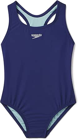 Speedo Girl's Swimsuit One Piece Closed Racerback - Blueprint, Size 12 ...