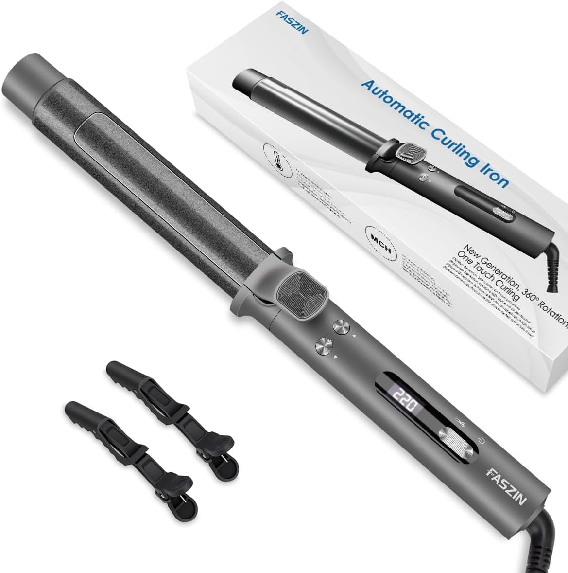 Faszin Curling Iron 1 1/4 inch, Automatic Hair Curler, Professional ...
