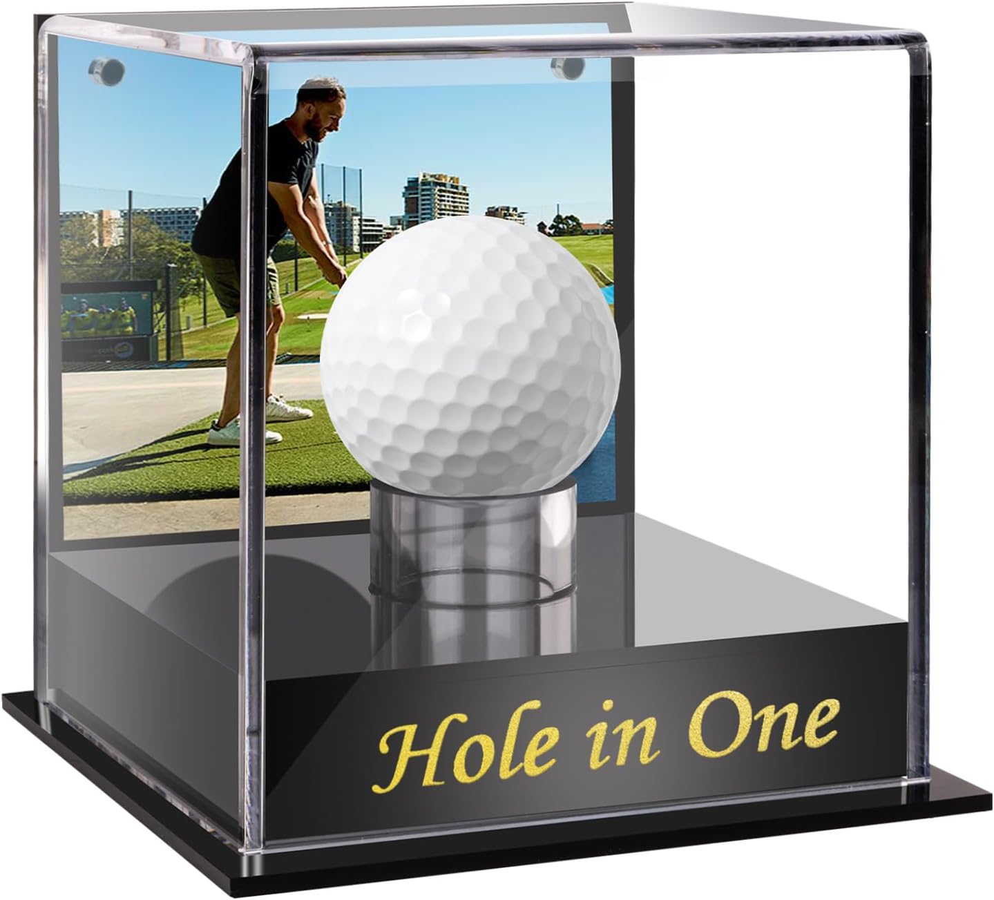 Amazon.com: Golf Ball Display Case, Golden Stamped Hole-in-One Golf ...