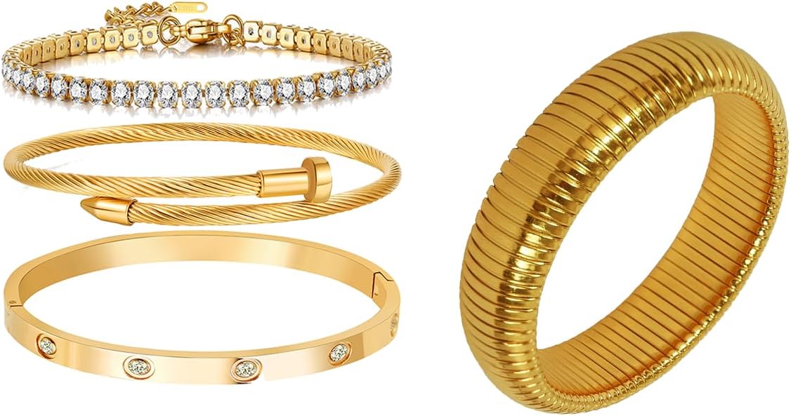 Amazon.com: D. ALLEN & DANMI. Pulsera de amor chapada en oro de 18 ...