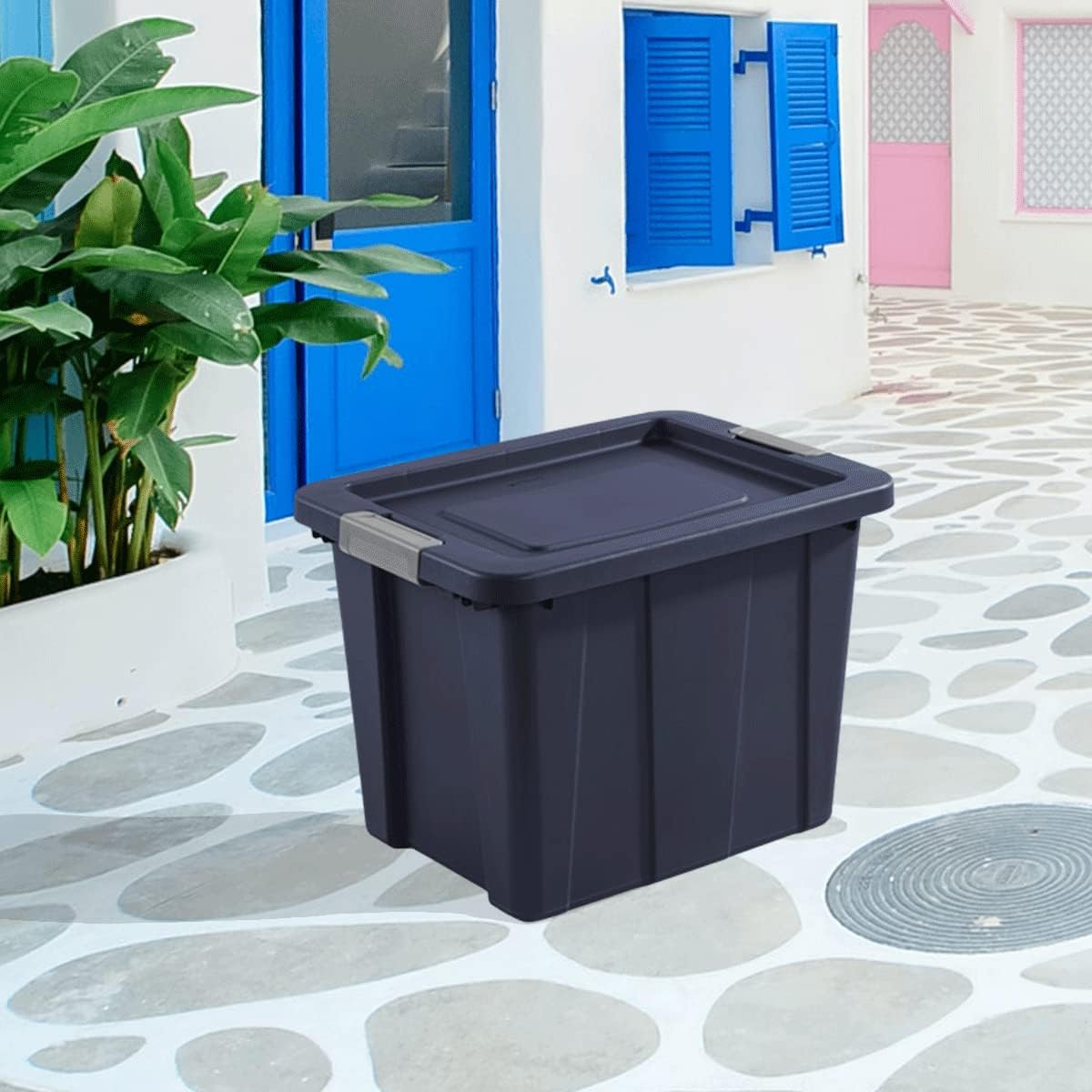 Amazon.com - HIAPES 18 Gallon Latching Tuff Plastic Storage Box, Dark ...
