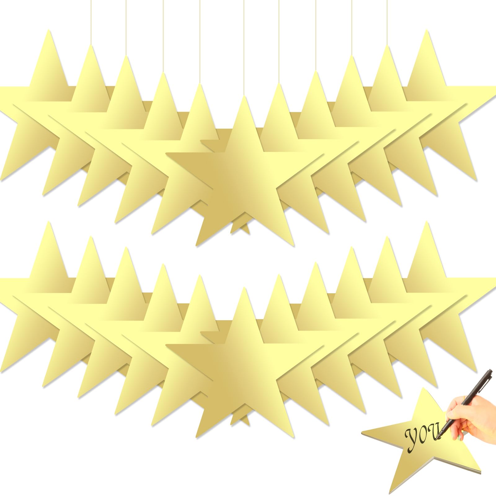 Amazon.com: COJOSQC 40 PCS Golden Star Cutouts & Party Wall Decorations ...