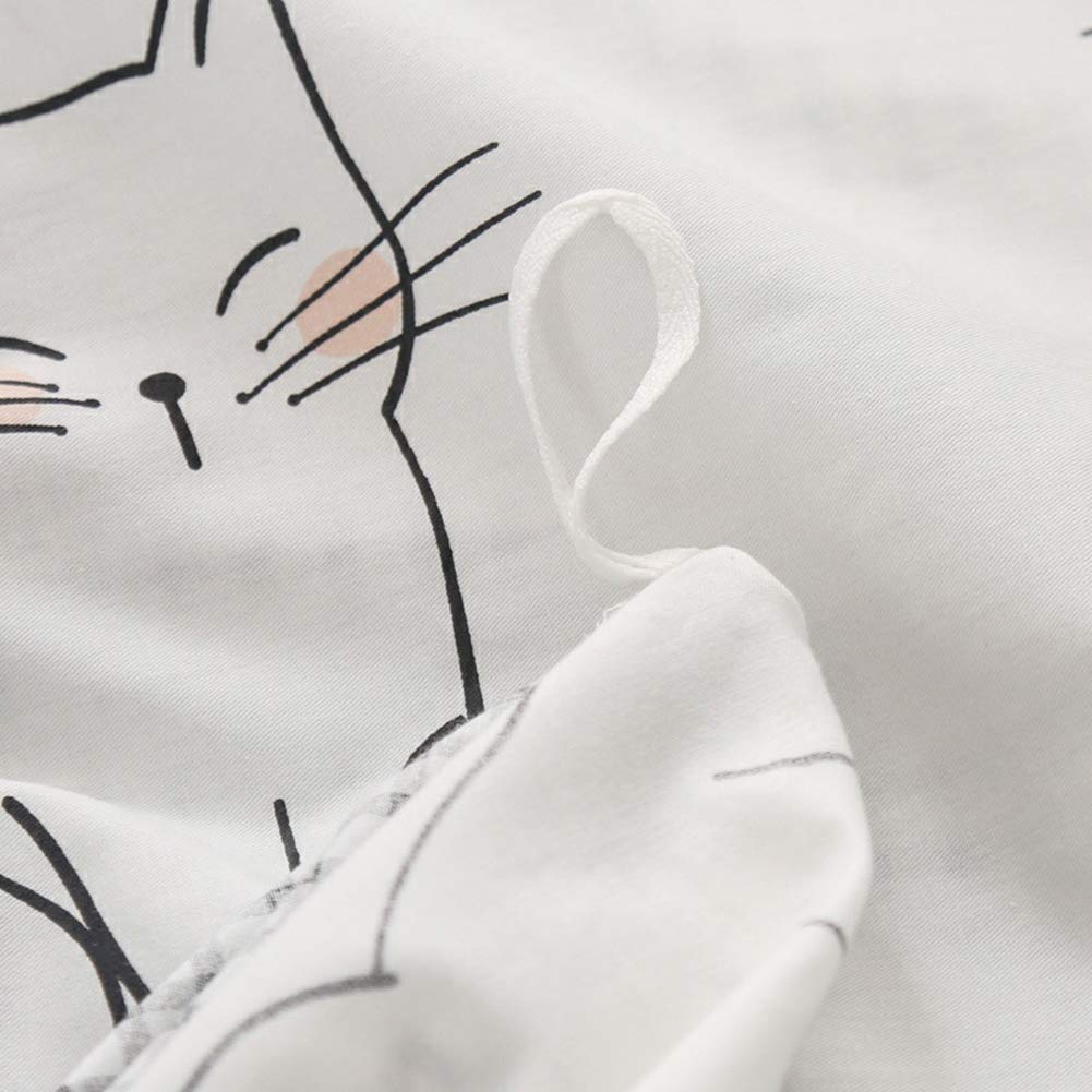 Kids Twin Bedding Cute Cats Duvet Cover Set Twin - 100% Cotton, Cartoon ...