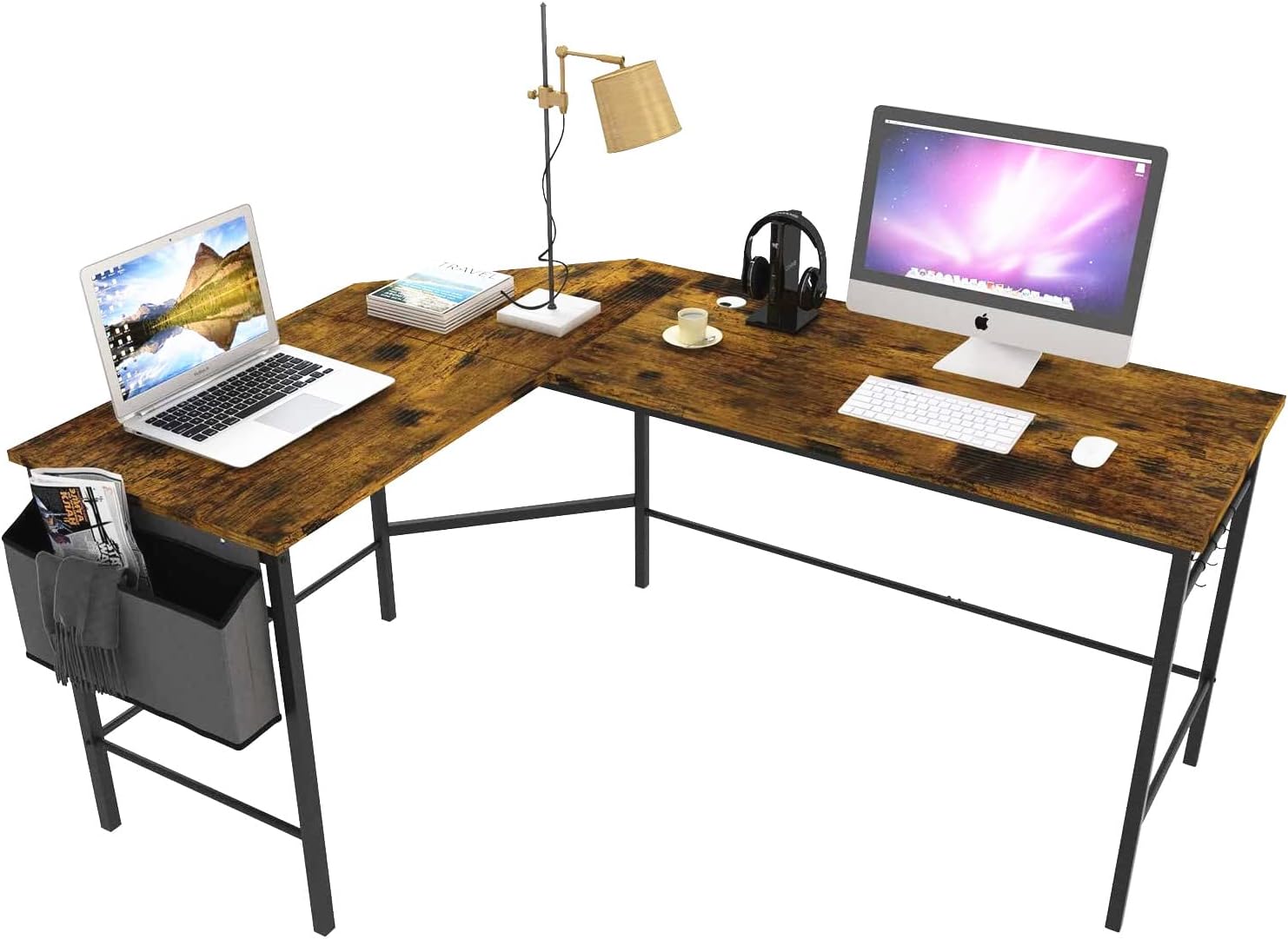 Amazon.com: Recaceik L-Shaped, Modern Reversible Corner Computer Desk ...