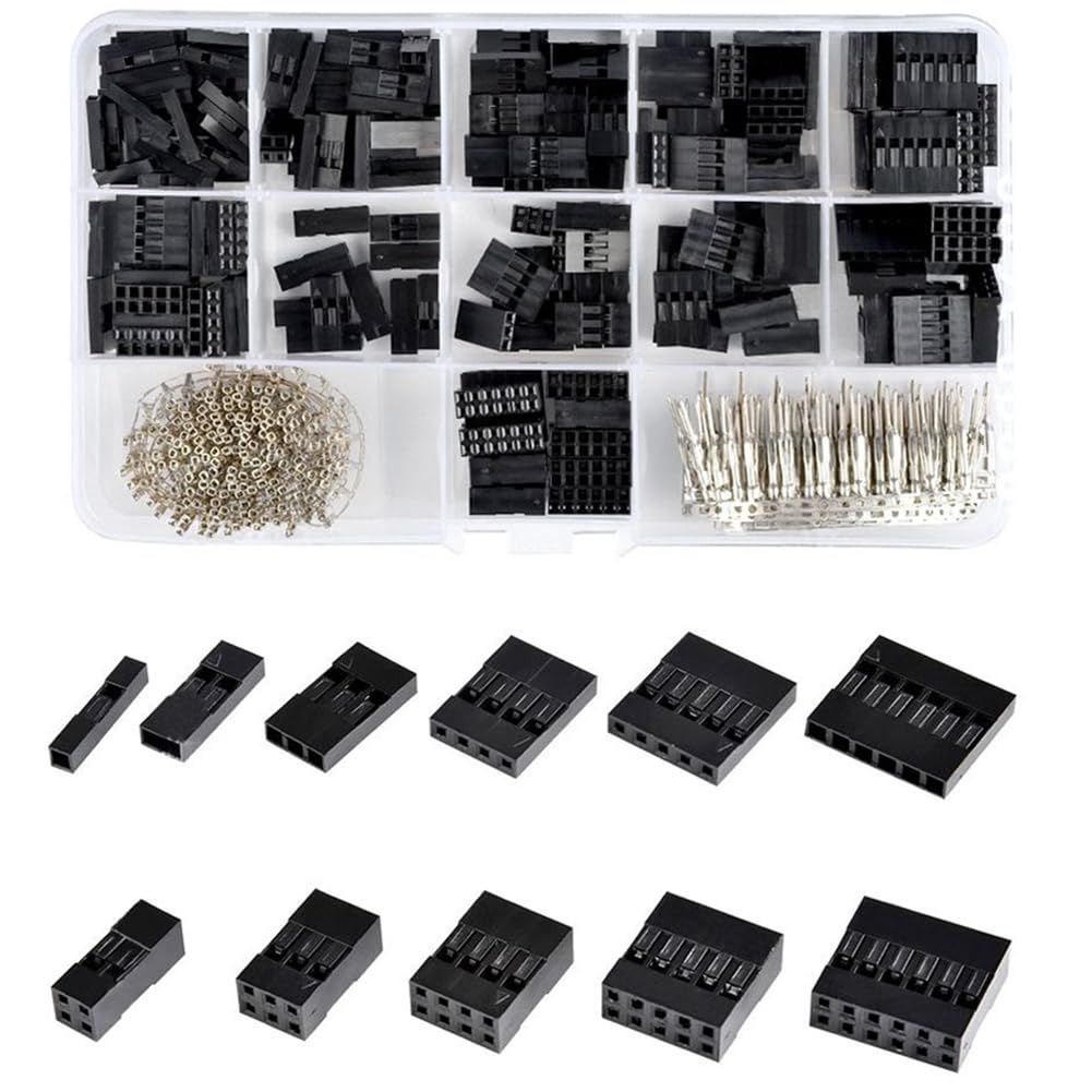 Bestgle 620pcs 2.54mm Dupon Connector Kit 1/2/3/4/5/6-Pin Male and ...