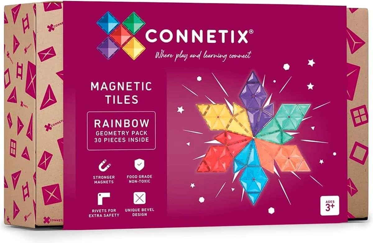 Buy Connetix Tiles 30 Piece Geometry Pack, Educational Magnetic Tiles ...
