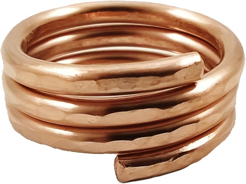 ELAMENTS DESIGN Solid Copper Ring Heavy Gauge Three Loop Hand Hammered ...
