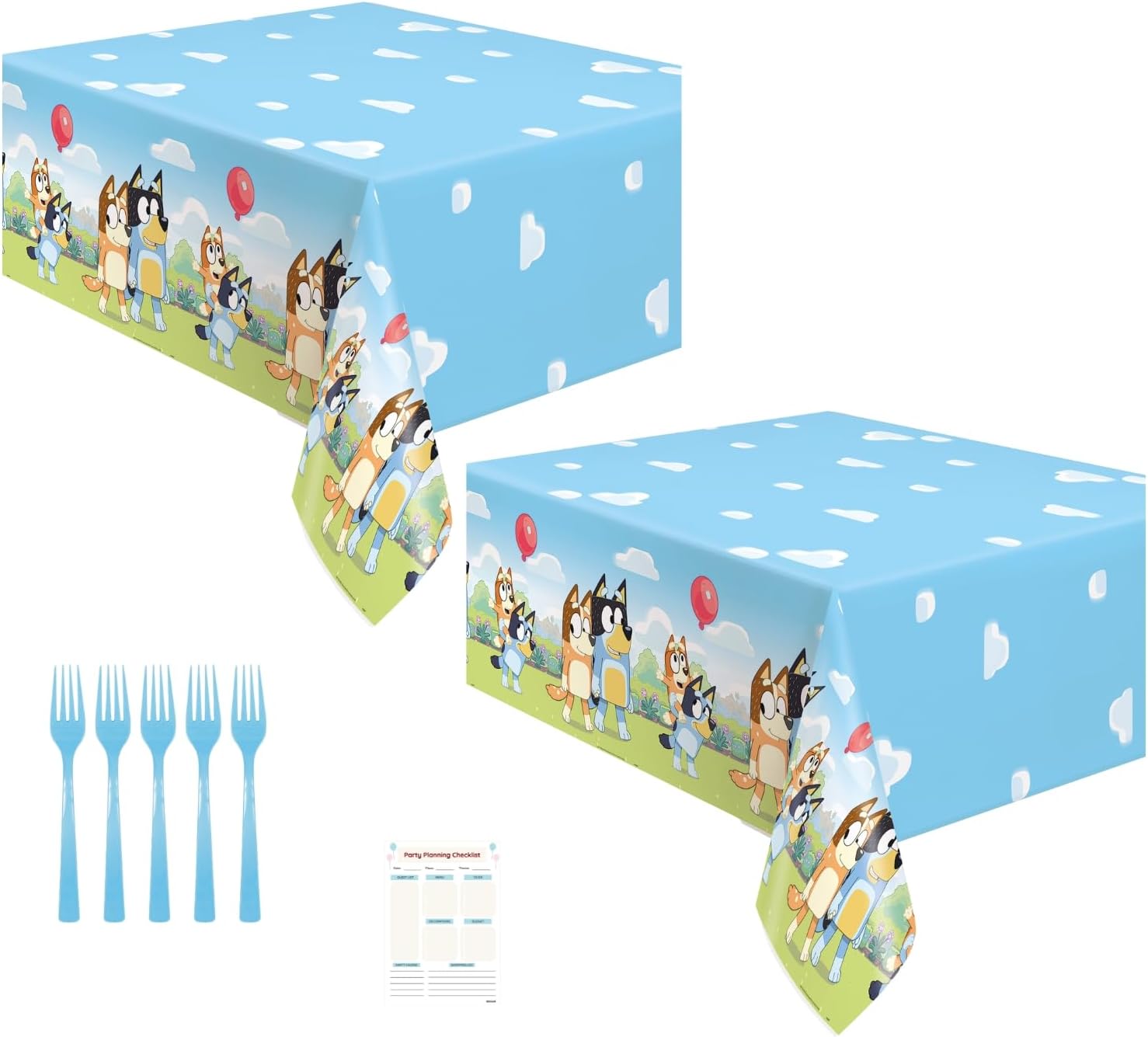 Amazon.com: Unique Bluey Party Decorations Set - 2 Rectangular Plastic ...