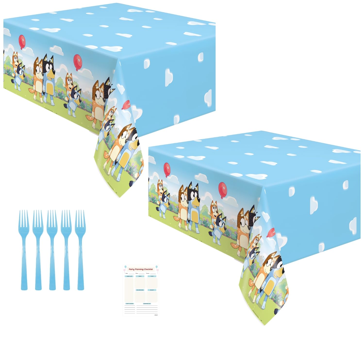 Amazon.com: Unique Bluey Party Decorations Set - 2 Rectangular Plastic ...