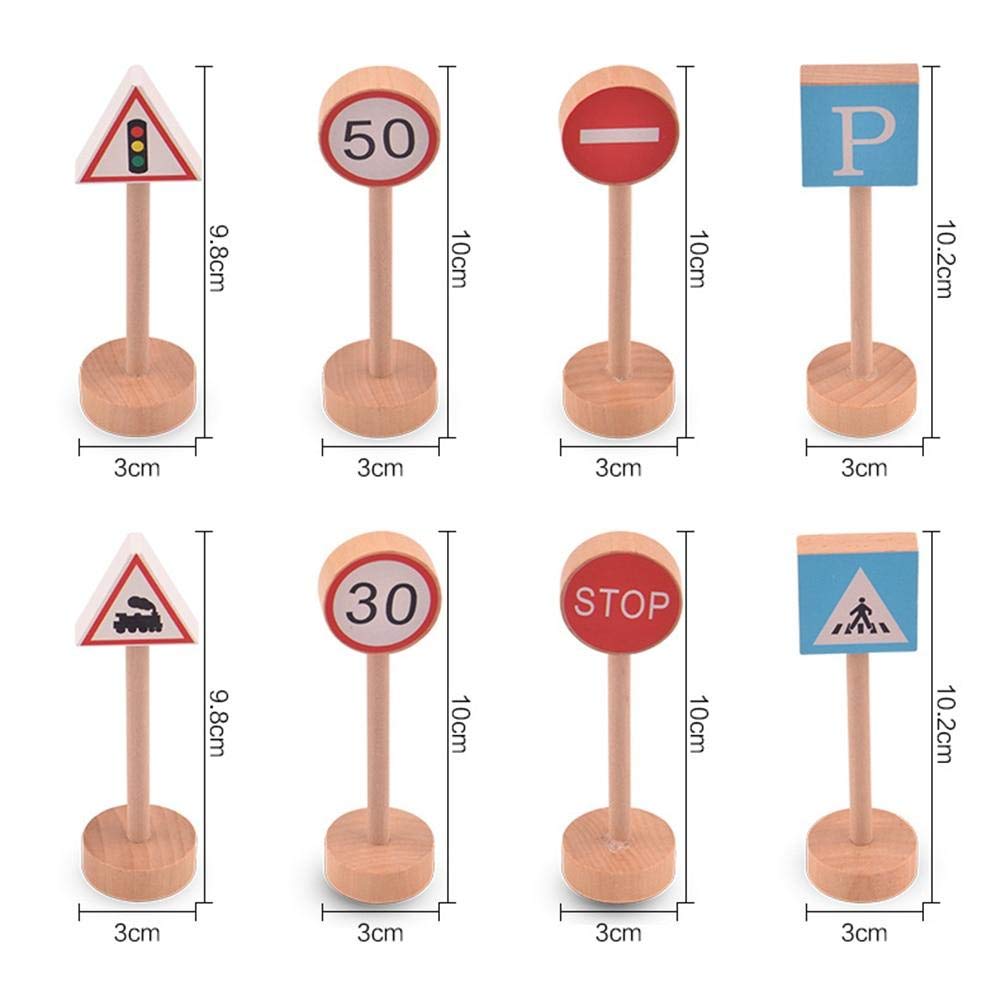 Wooden Toys Traffic Signs Wooden Road Construction Traffic Sign 14pc