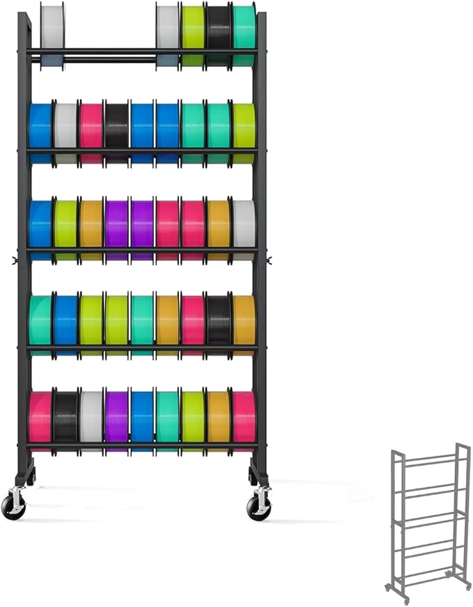 Lokkr 3D Printer Filament Storage Rack - 5 Tier Rolling 3D Printer ...