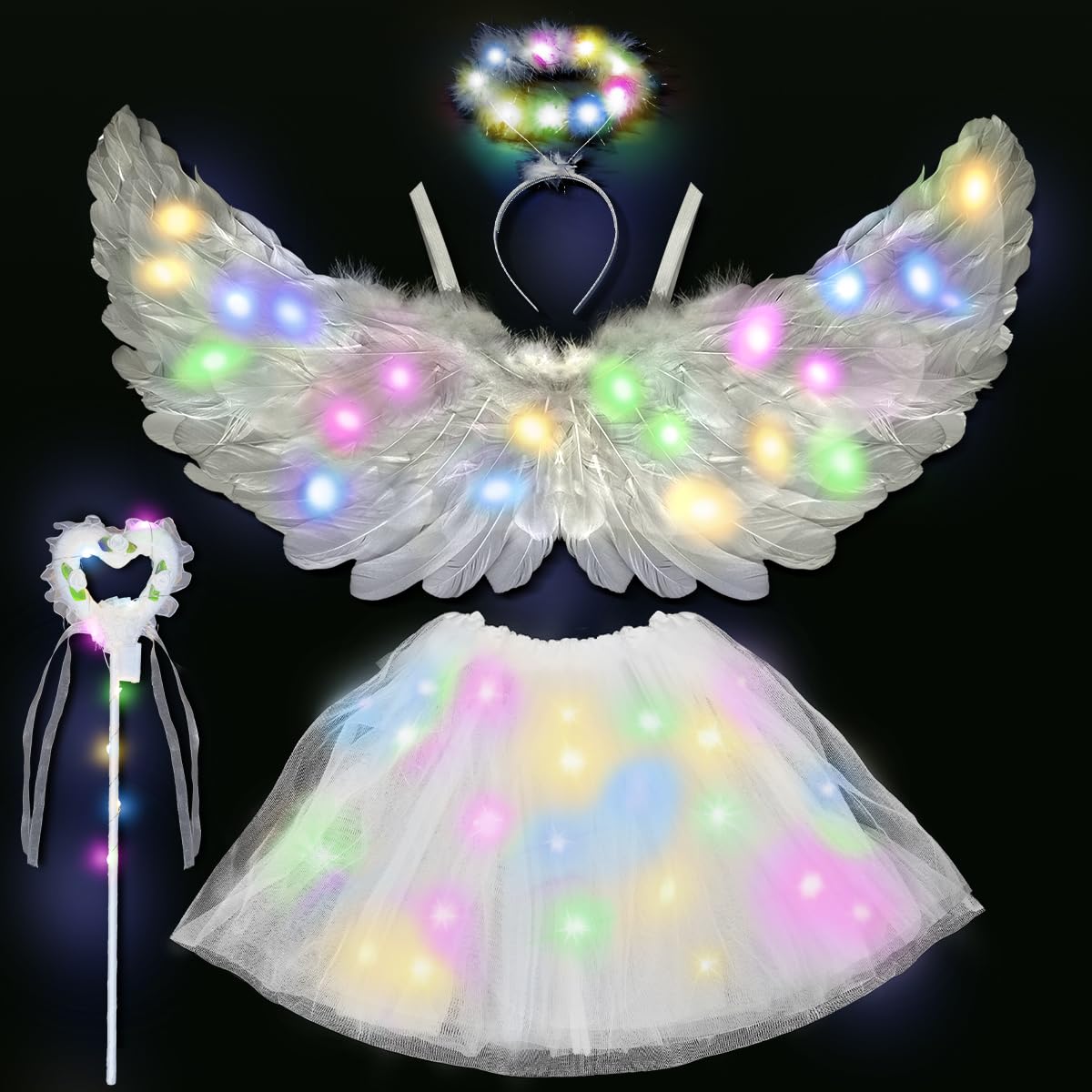Amazon.com: Angel Wings Costume for Girls Women, Light Up Angel Wings ...