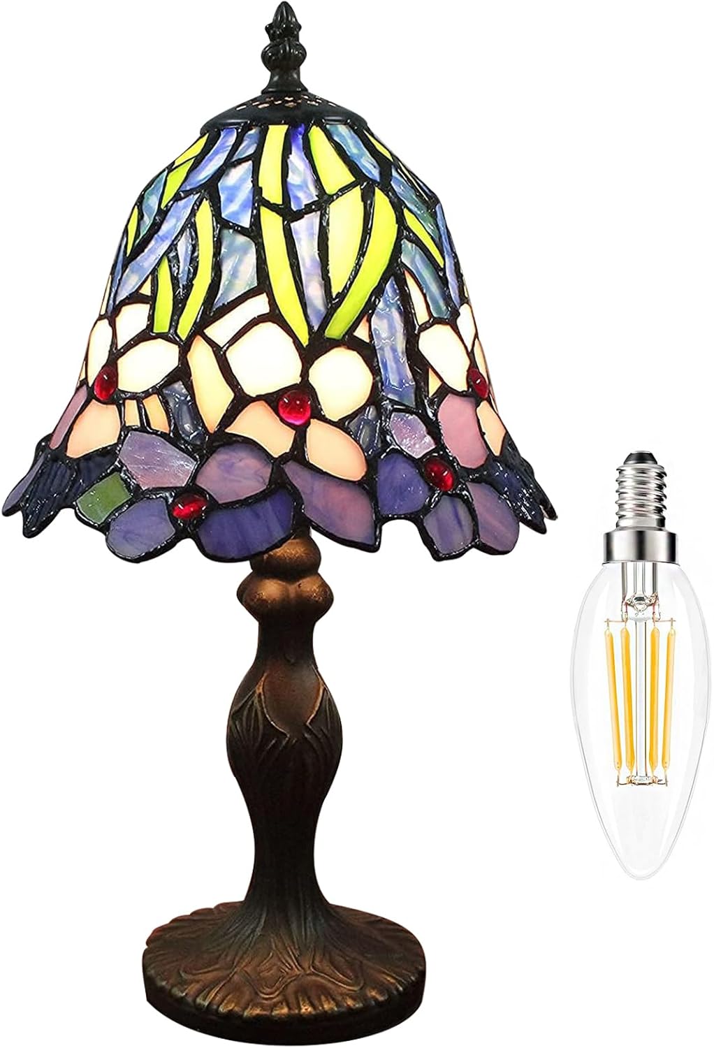 Kinbolas Tiffany Style 7 Zoll Tischlampe Buntglas Lampenschirme Kleiner Nachtlampe Antike ...