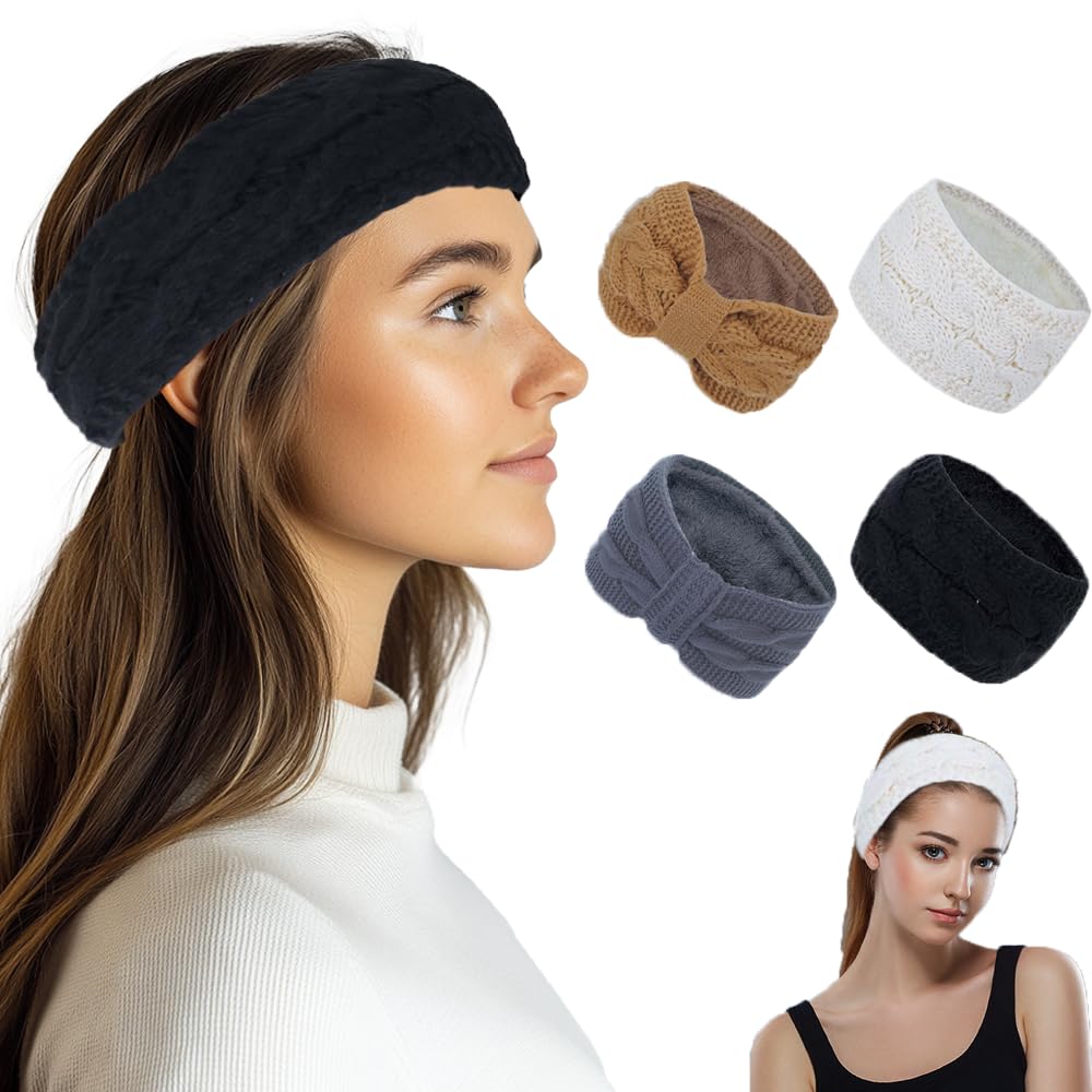 Amazon.com : ZH Winter Headbands for Women, Fleece Lined Ear Warmers ...