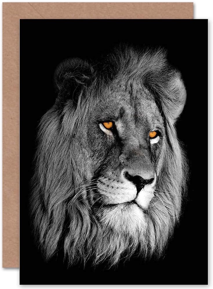 Amazon.com : Wee Blue Coo AFRICAN LION PORTRAIT CAT BIRTHDAY GIFT BLANK ...