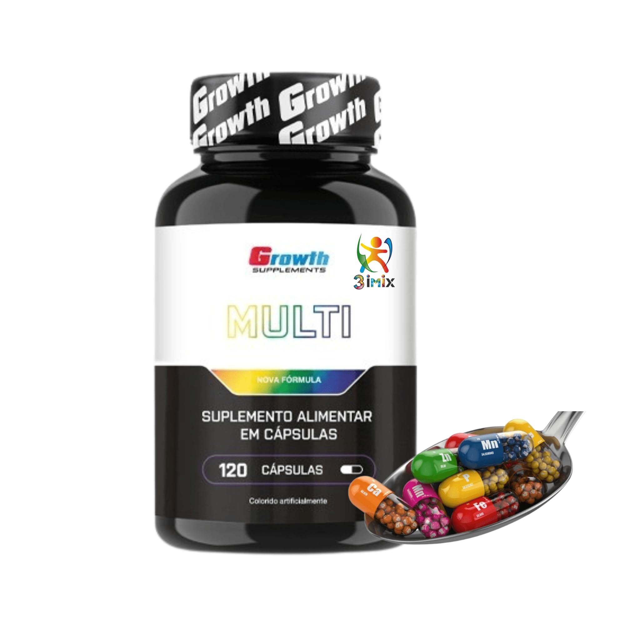 Multivitamínico Growth - Suplemento Vitamínico e Mineral 120 cápsulas ...