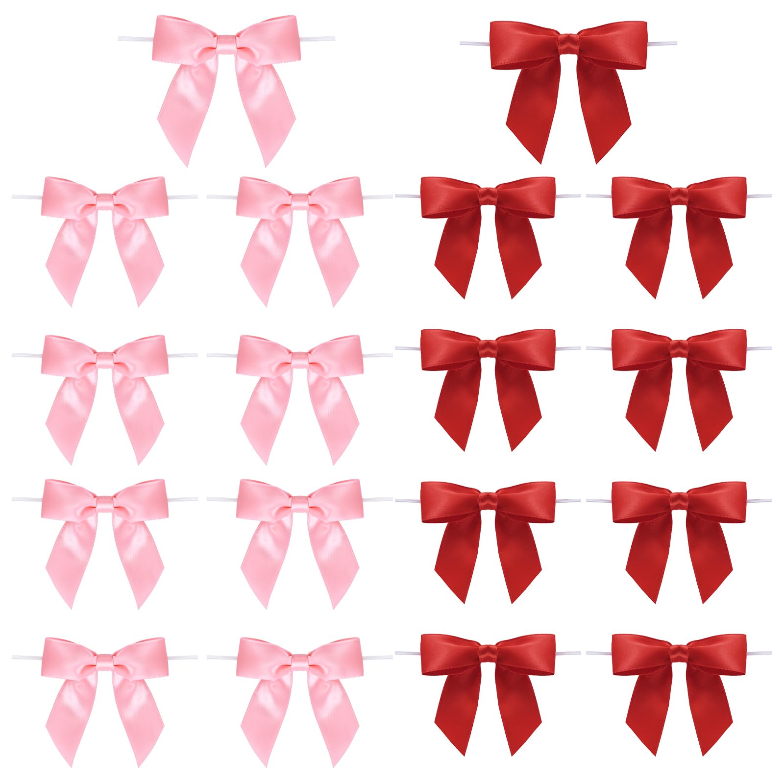 Amazon.com: Haakong 50 Pcs Twist Tie Bows Red and Pink Bows for Treat ...
