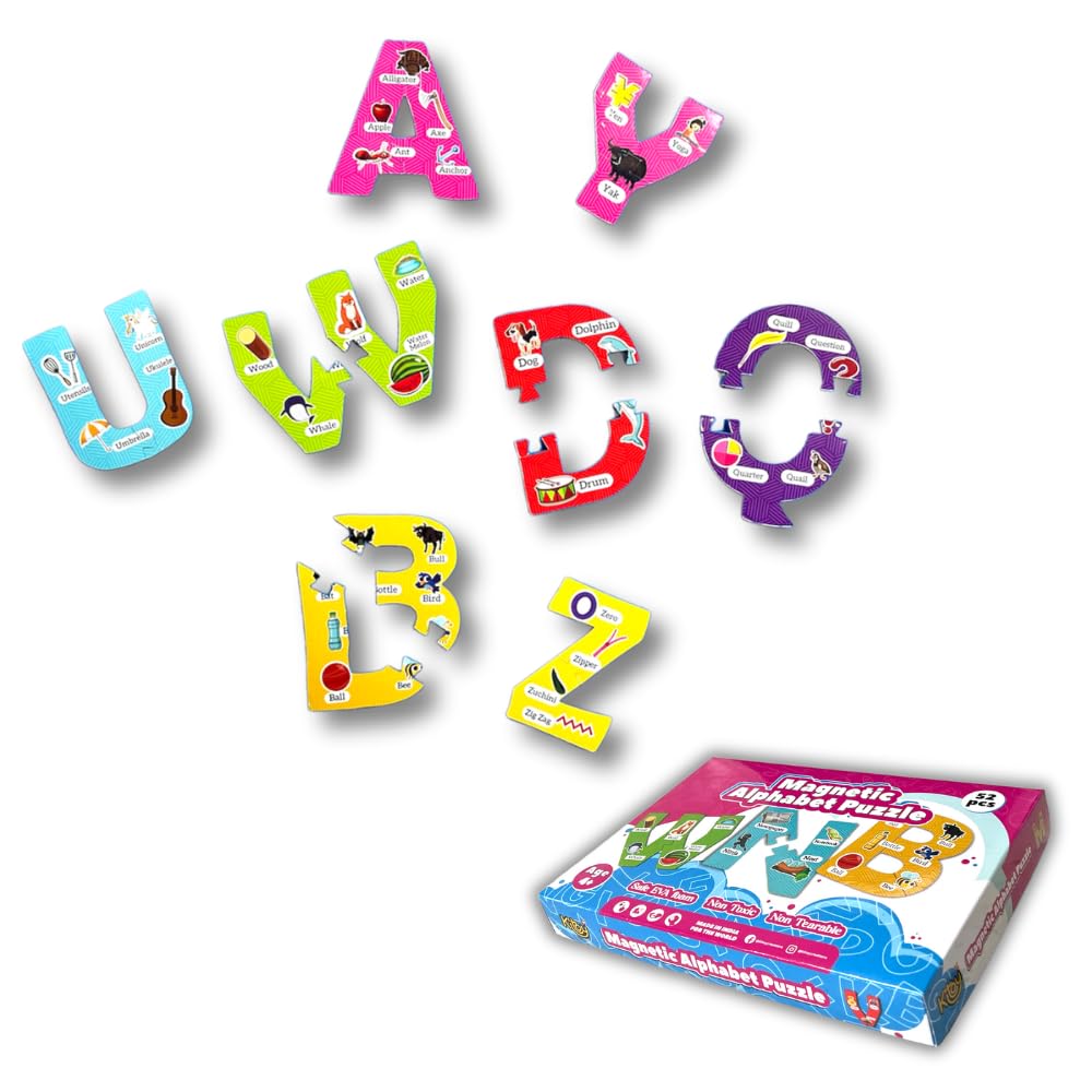 Magnetic Alphabet Puzzle for Kids, 26 Break-Apart Foam Letters with ...
