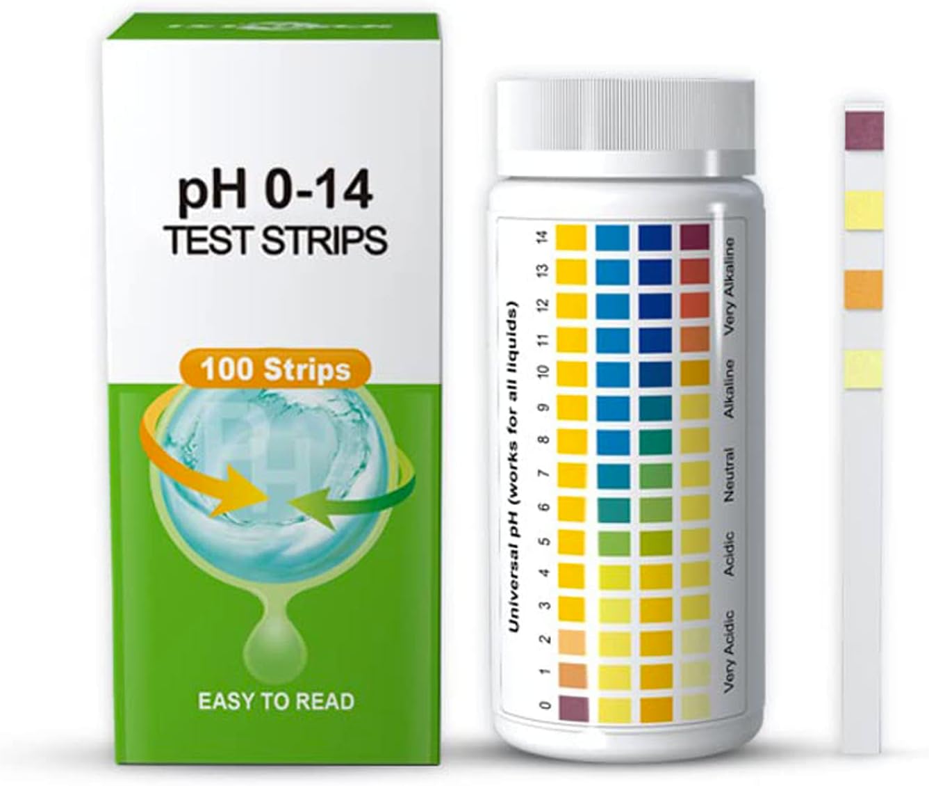 pH Test Strips, Universal Application (pH 0-14), 100 Strips for Saliva ...