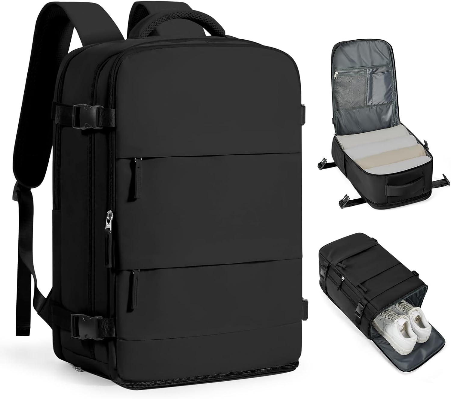 coofay Black Travel Backpack Carry on Flight Approved Mochila De Viaje ...
