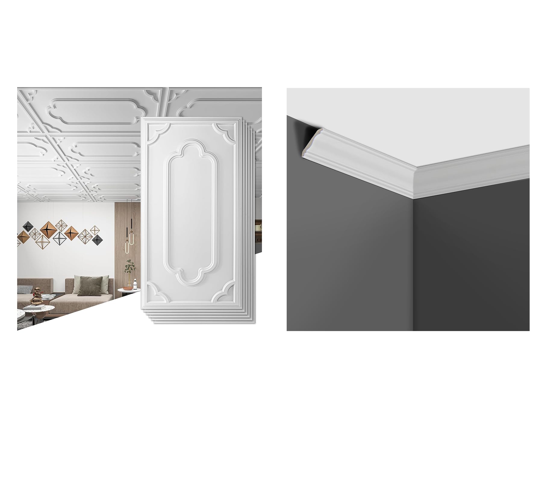Amazon.com: Art3d 12-Pack Drop Ceiling Tiles 2x4 Ft &Ceiling Crown ...