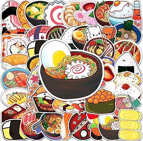 Amazon.co.jp: Japanese Food Stickers, Cute, Set of 50, Rice Ball, Flake ...