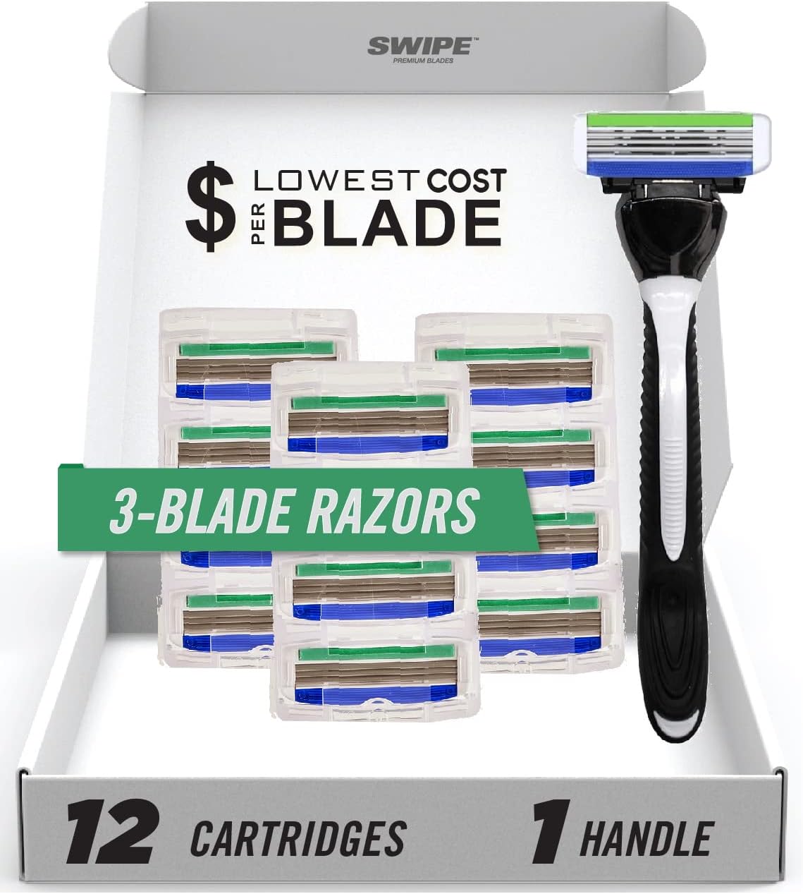 Amazon.com: [DISCONTINUED] SWIPE Premium Men's 3-Blade Razor Kit (Flex ...