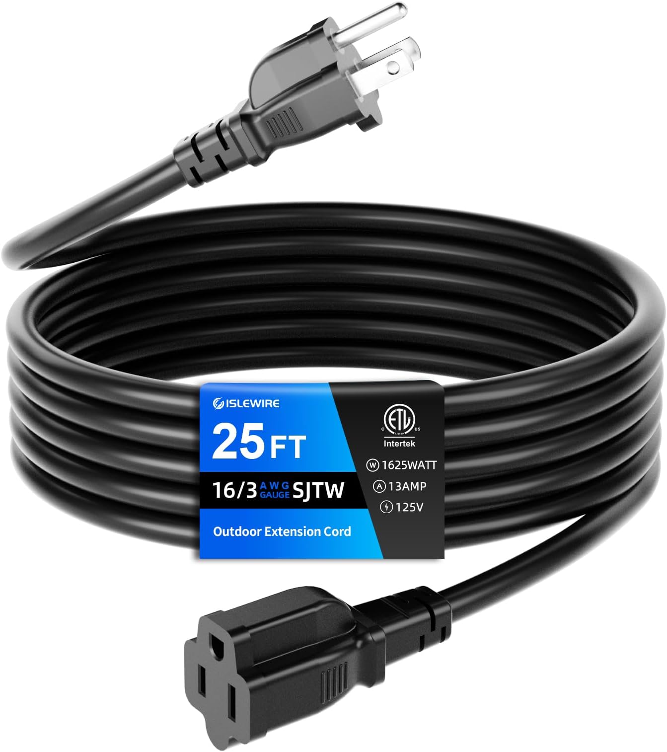 Amazon.com: islewire 25 FT Outdoor Extension Cord Waterproof, Black, 3 ...