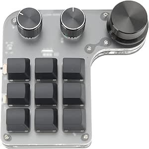 DAWH Mechanical Gaming Keyboard, Mini 9 Key Keypad with 3 Knob, Dual ...