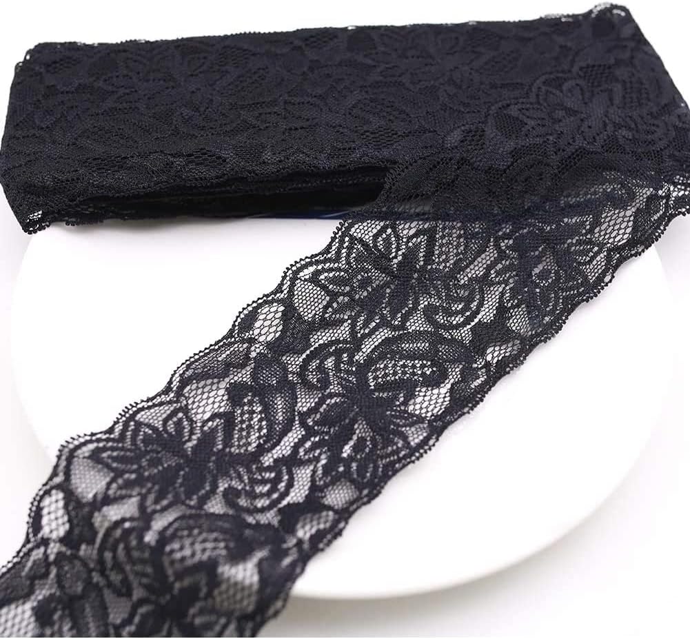 Amazon.com: VGOODALL 3 Inch Black Lace Ribbon, 10 Yards Wide Lace Trim ...