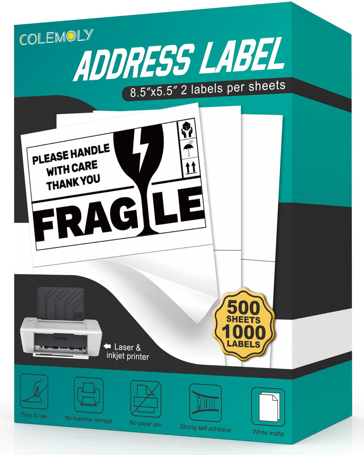 Snapklik.com : Half Sheets Shipping Labels For Inkjet & Laser Printer ...