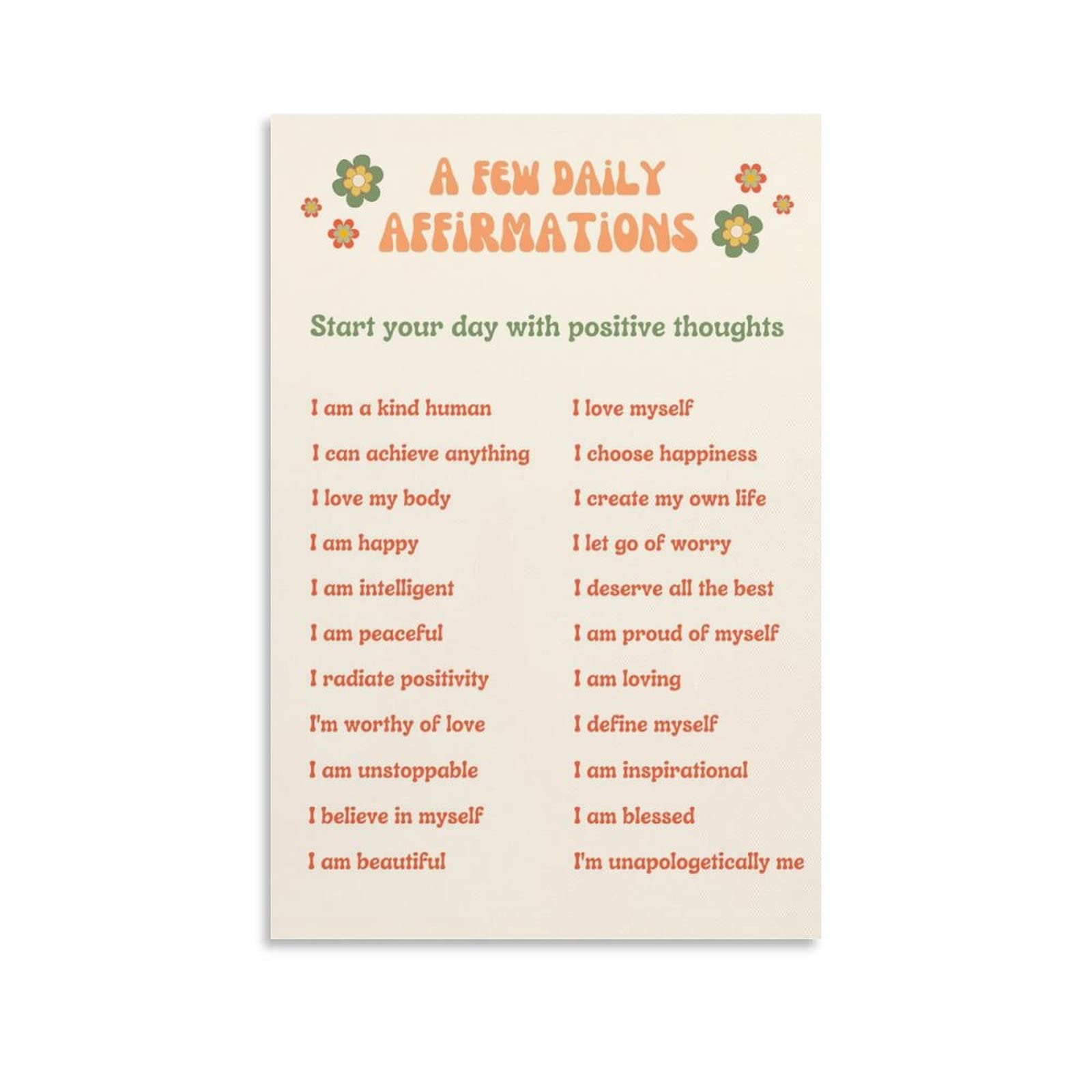 Amazon.com: Retro Daily Affirmations Quote Wall Art Preppy Room Decor ...