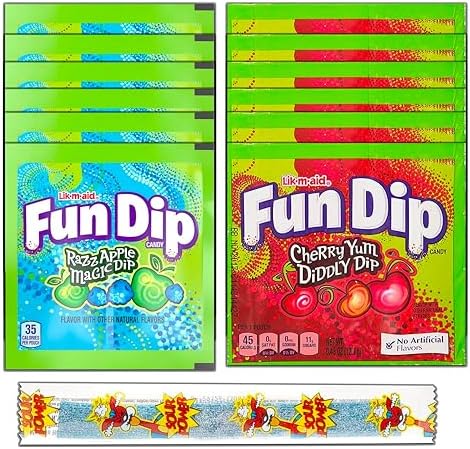 Amazon.com : Fun Dip Candy Assortment, Bundle of 12 Assorted Flavors ...