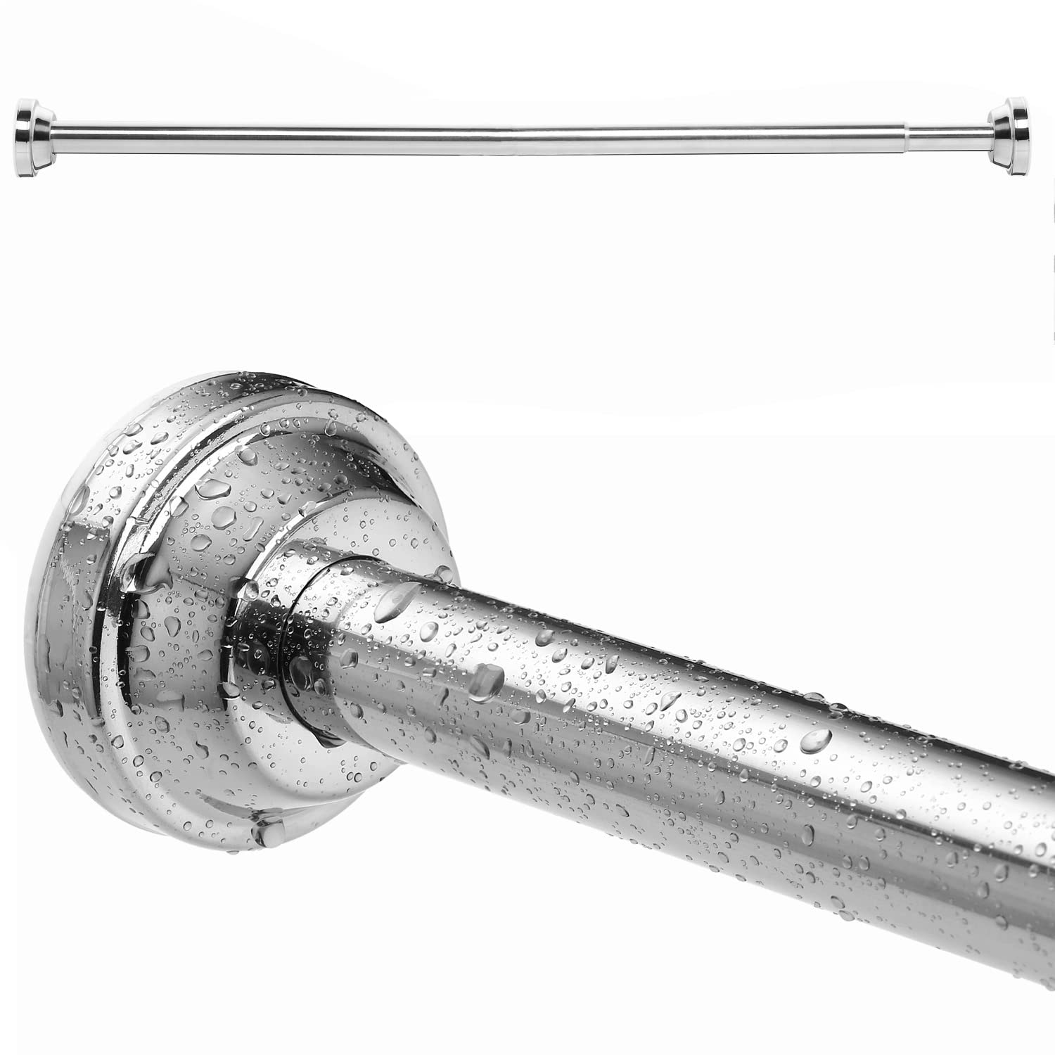 Shower Curtain Rod, 28-40 Inch Silver No Drilling Adjustable Tension ...