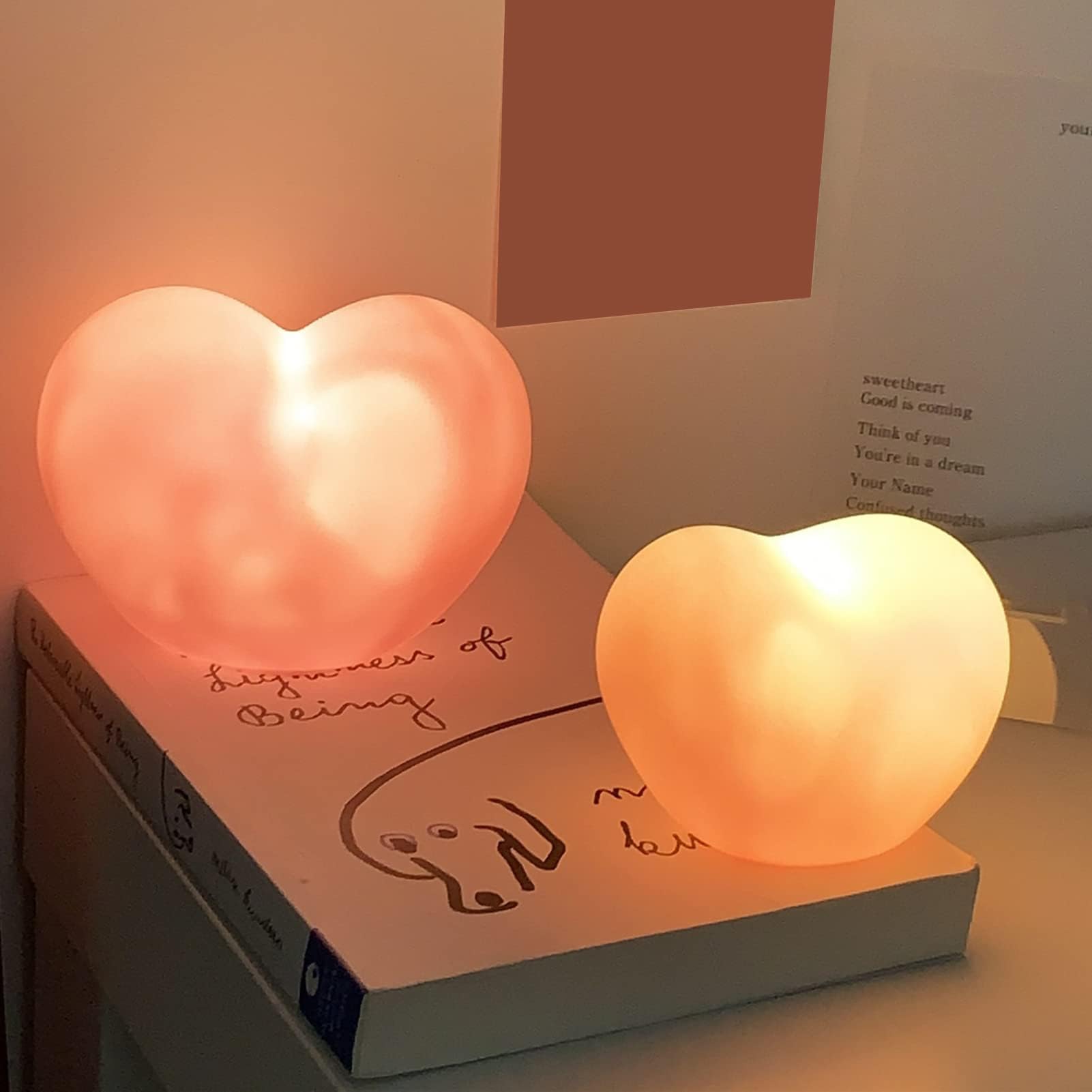Heart-Shaped Night Light, Cute Cartoon Love Heart Creative Night Light ...