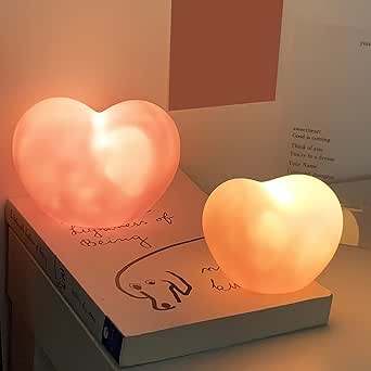 Heart-Shaped Night Light, Cute Cartoon Love Heart Creative Night Light ...