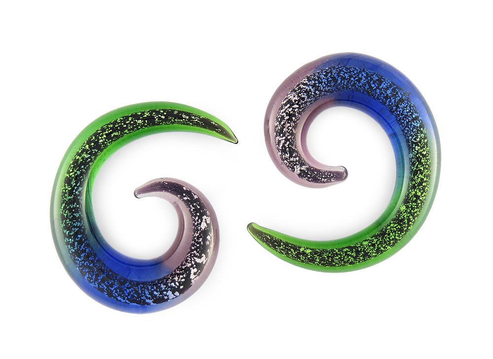 Amazon.com: Pair Dichroic Pyrex Glass Spiral 0g 0 Gauge 8mm : Clothing ...