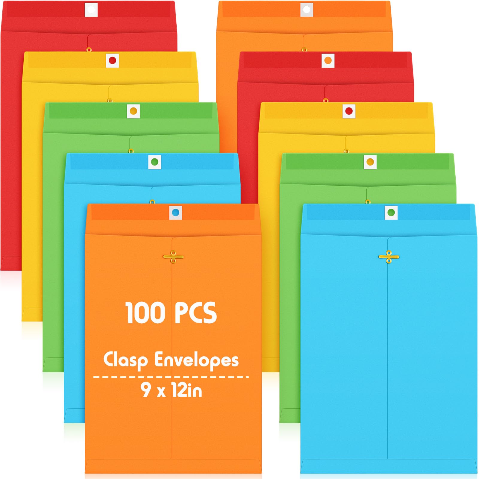 Amazon.com : Geyee 100 Pcs Clasp Manilla Envelopes Gummed Colored ...
