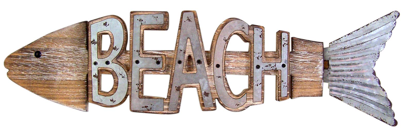 Amazon.com: Wood and Metal Fish Shaped Beach Sign with Movable Tail, 19 ...