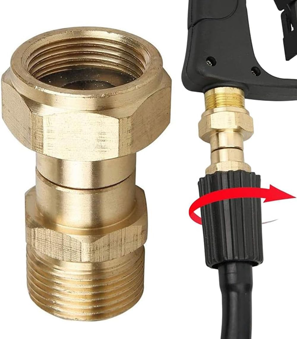 M22 x 14mm Brass Pressure Washer Swivel Joint Anti Twist Metric ...