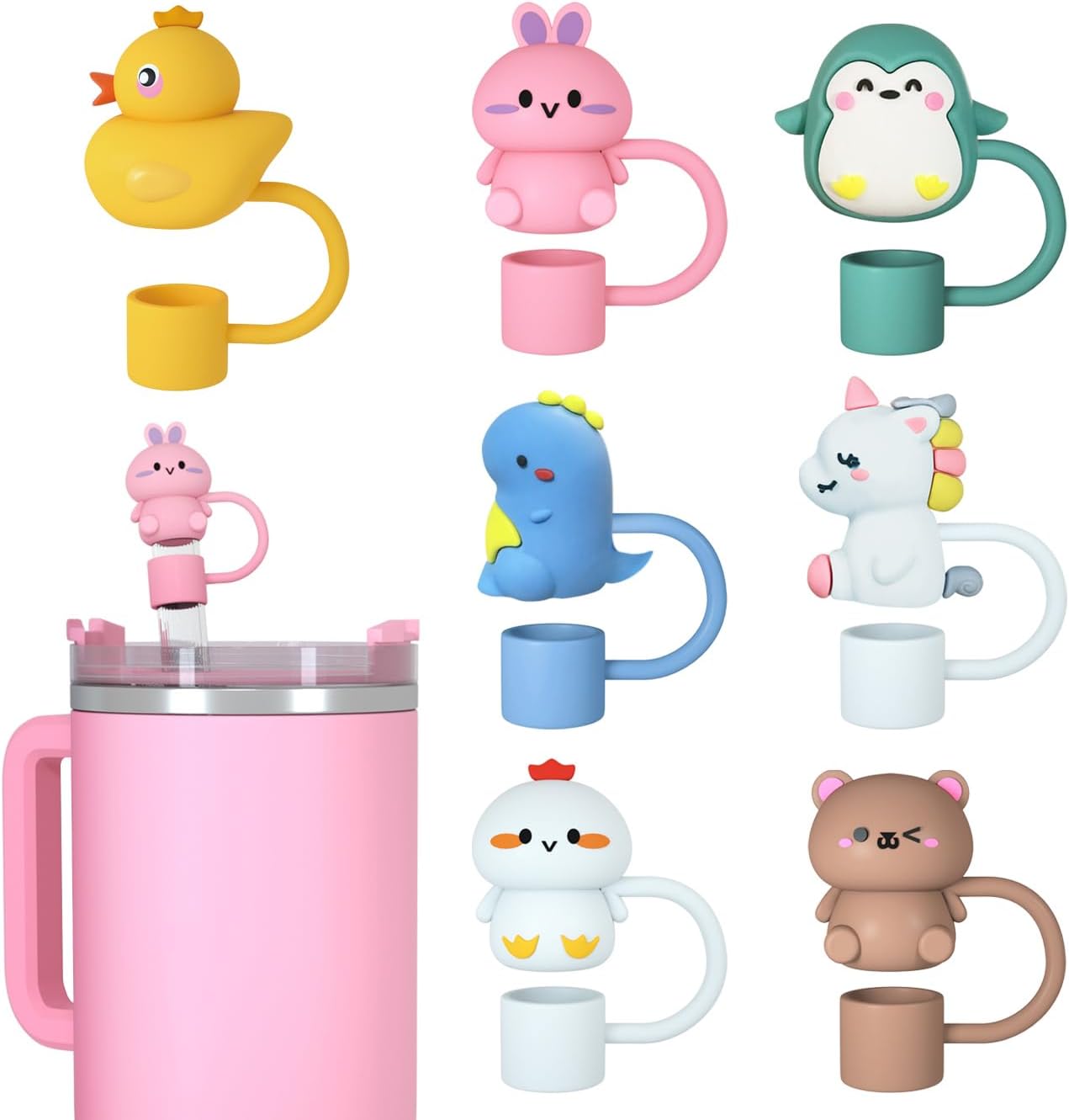 Amazon.com: Animal Straw Covers Cap for Stanley Cup, Straw Topper for ...