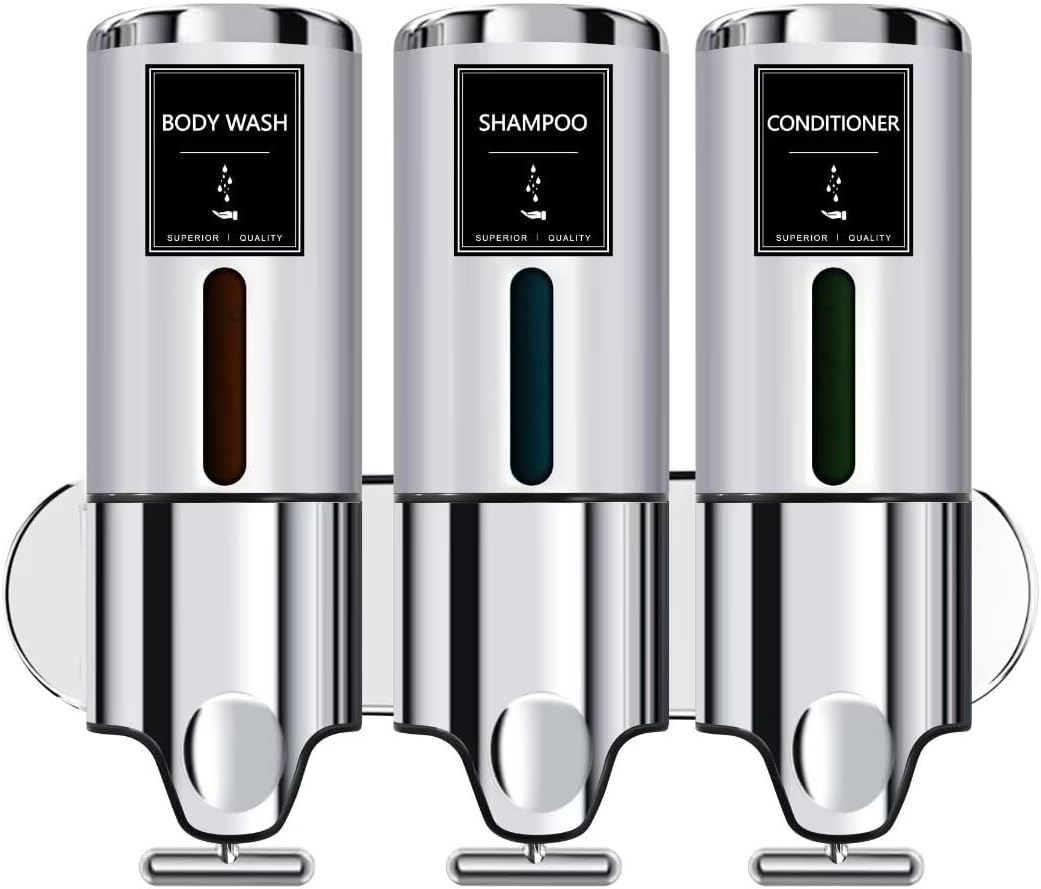 Amazon.com: KOYFOYO Shower Soap Dispenser 3 Chamber No Drill,Shampoo ...
