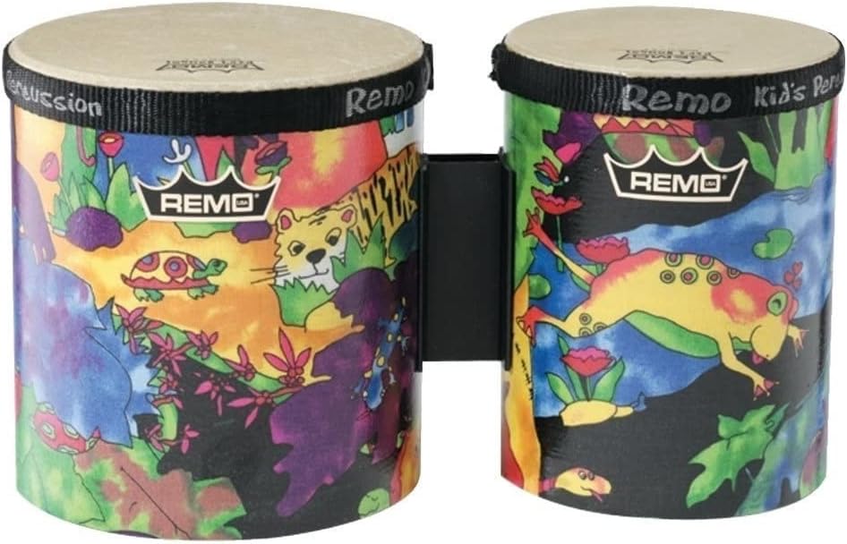Amazon.com: Remo KD-5400-01 Kids Percussion Bongo Drum - Fabric Rain ...