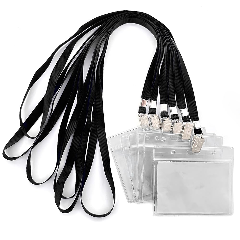Amazon.com : 50pcs Clear Badge Holder with Lanyard Waterproof Type ...