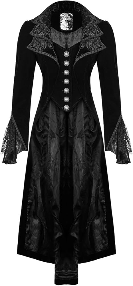 Punk Rave Jacket Frock Coat Black Velvet Gothic Steampunk VTG Victorian ...