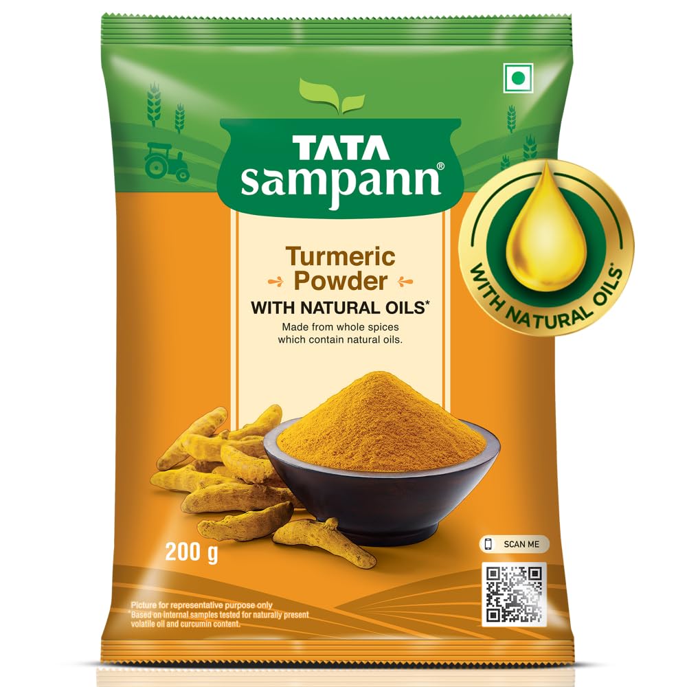 Tata Sampann Turmeric Powder With Natural Oils, 200g, Haldi Powder ...
